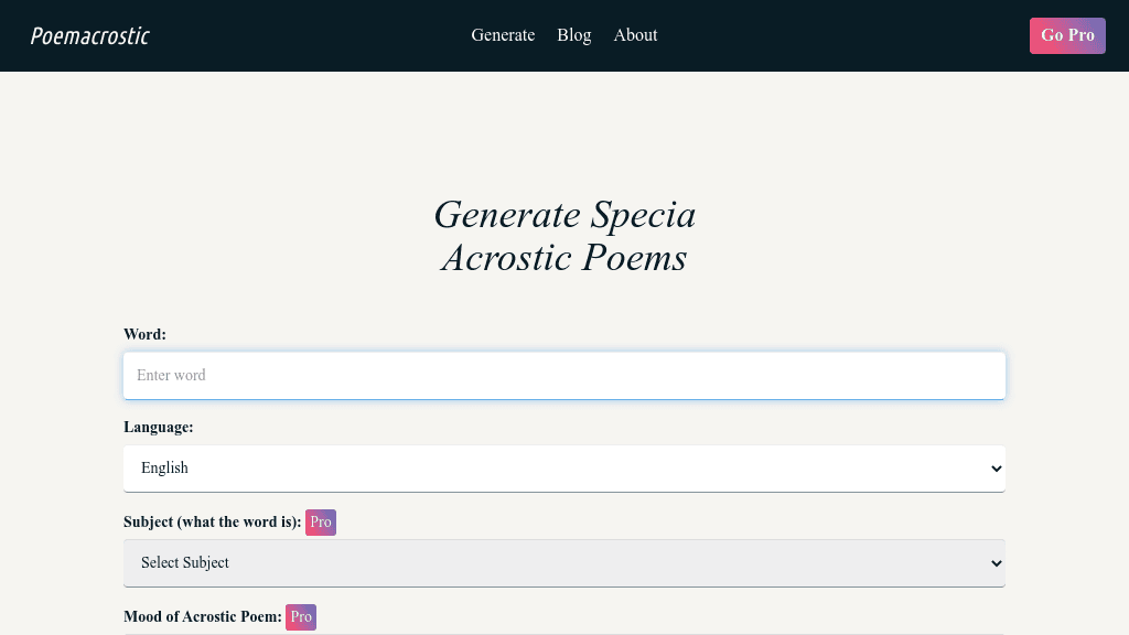 Acrostic Poem Generator | Create Beautiful Poems | Futureen