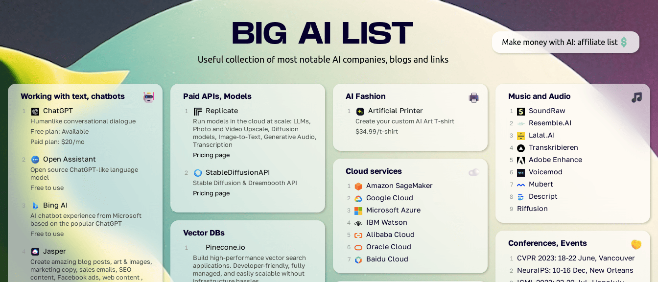 Big AI List | Ultimate Resource Hub for AI | Futureen