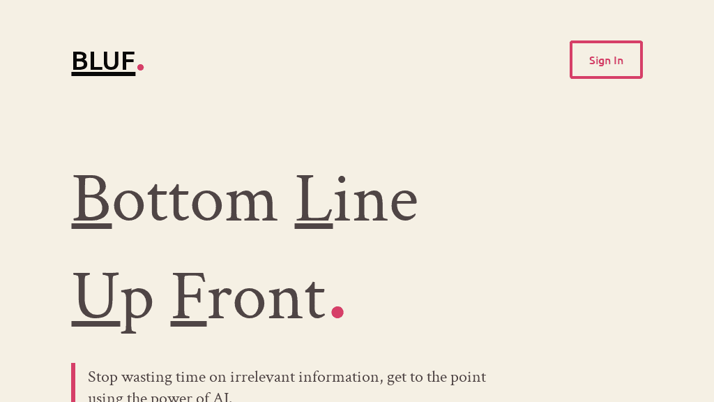 BLUF | AI-powered web page assistant for quick responses | Futureen