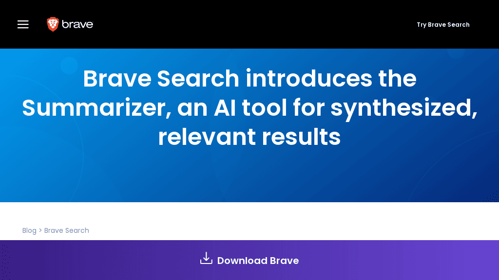 Brave Search | AI Tool for Concise Summarization Results | Futureen
