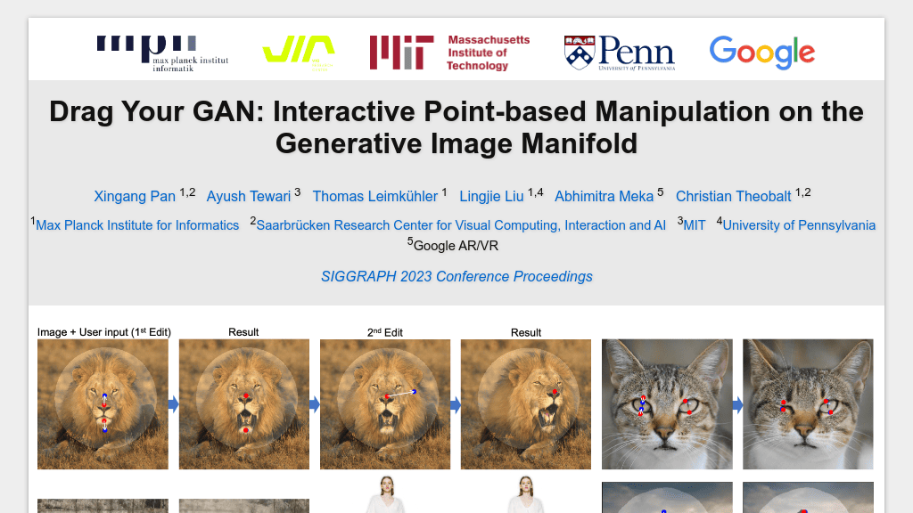 DragGAN | Interactive Point-based Manipulation | Futureen