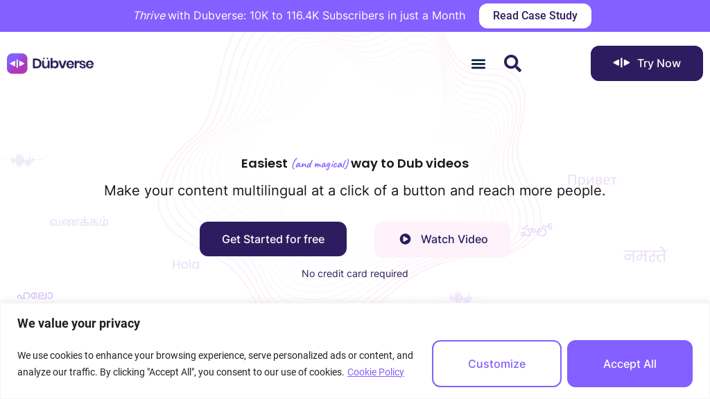 Dubverse.ai | Fast Video Dubbing in 30 Languages | Futureen