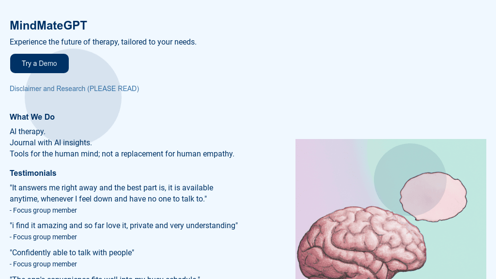 MindMateGPT | AI Therapist for Personalized Mental Health | Futureen