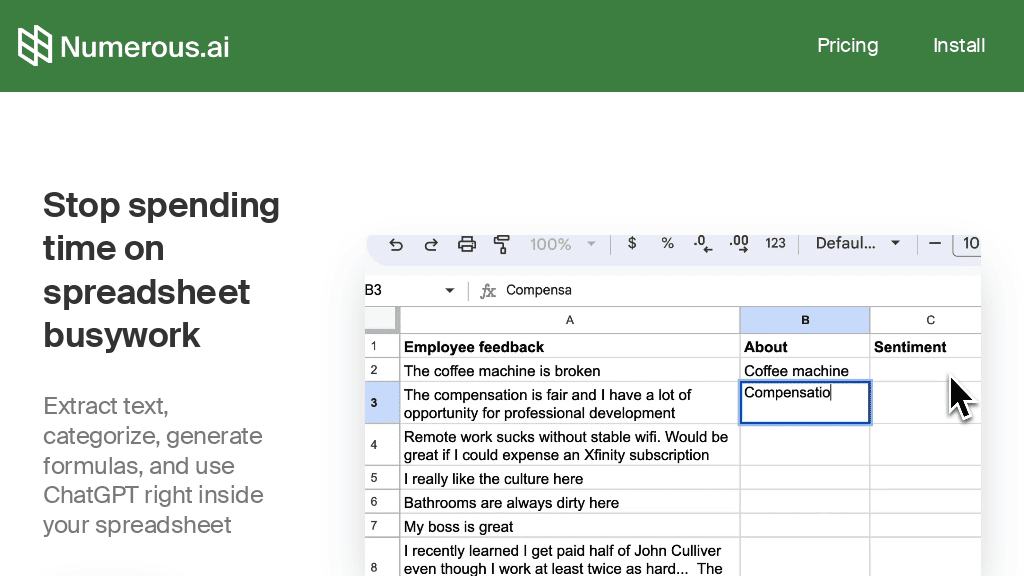 Numerous.ai | Supercharge Google Sheets with AI | Futureen