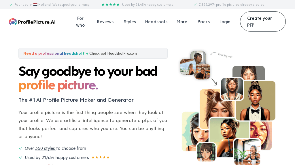 PFP.AI | AI Profile Picture Generator | Futureen