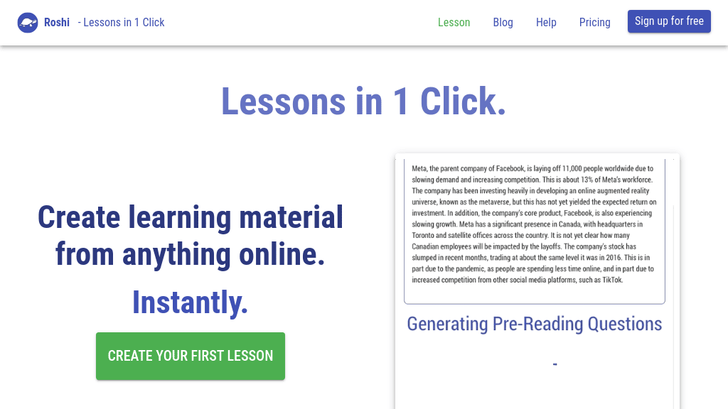 Roshi | Lessons Made Simple in One Click | Futureen