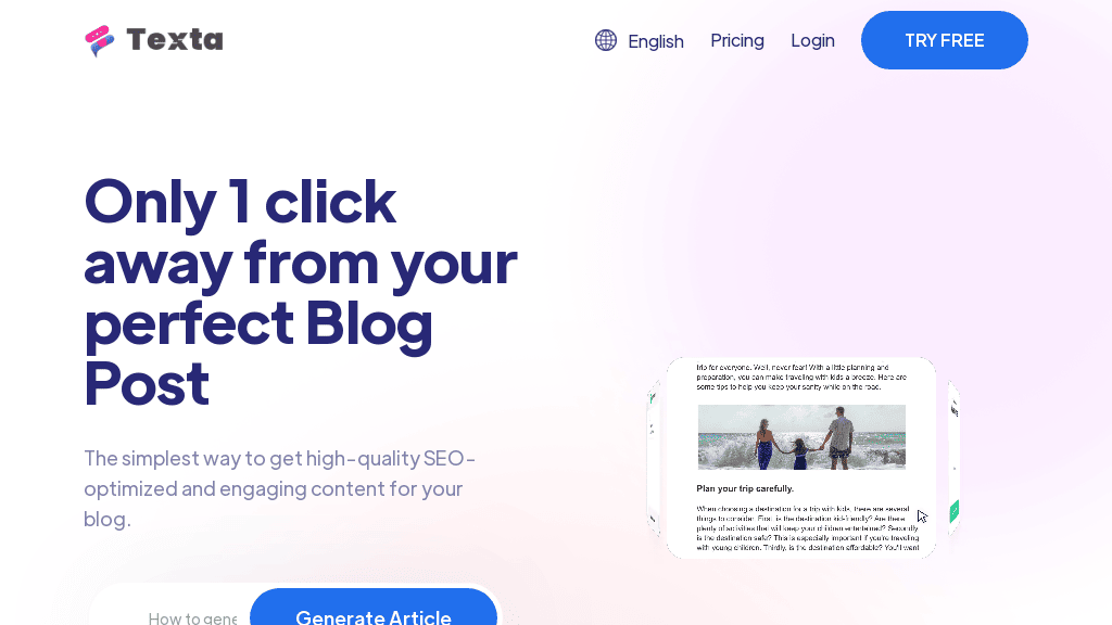 Texta | Write Blog Articles Instantly | Futureen