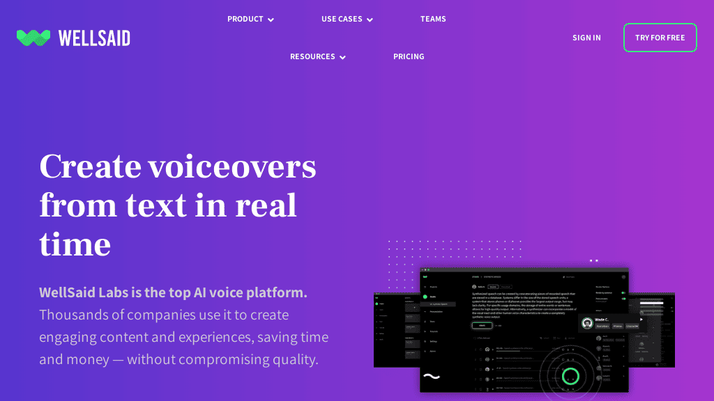 WellSaid Labs | Create Voiceovers in Real-Time | Futureen