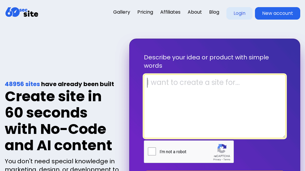 60sec.site | Create a Custom Landing Page in 60 Seconds | Futureen