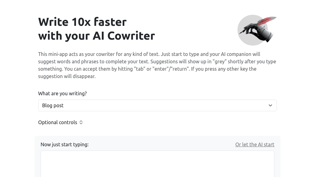 AI Cowriter | Write Faster with AI Autocomplete | Futureen