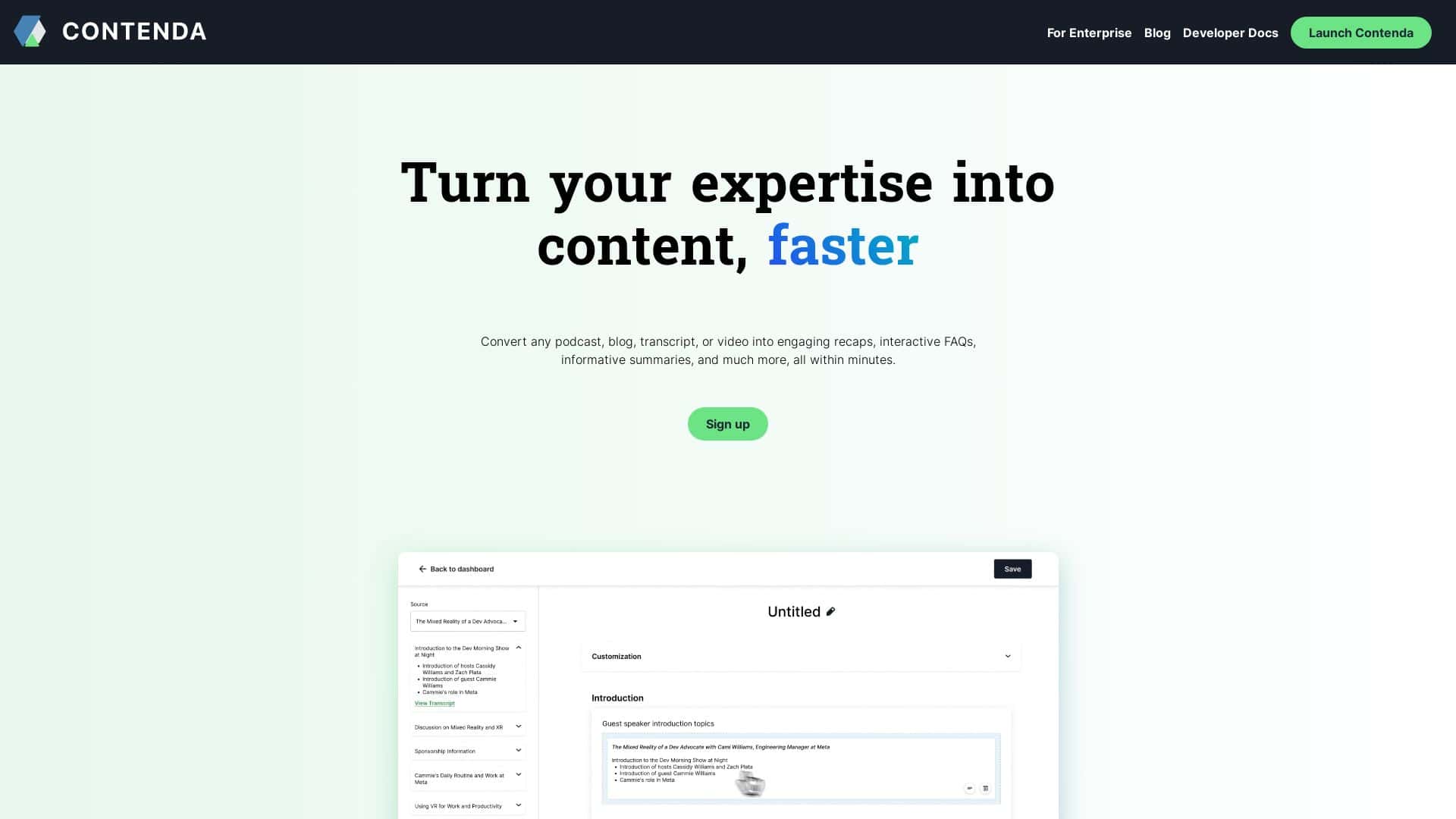 Contenda | Repurpose Technical Content Faster | Futureen