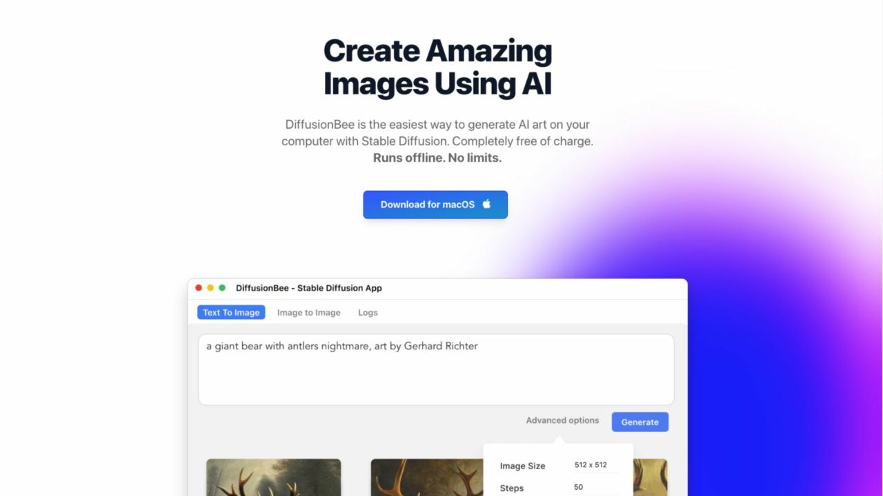 DiffusionBee | Free AI Art Generator for Creative Expression | Futureen