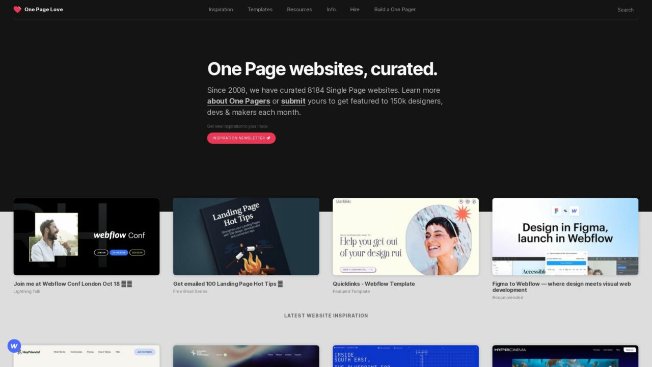 One Page Love | Single Page Website Inspiration Guide | Futureen