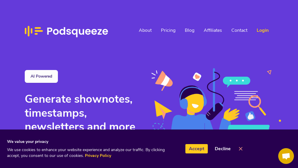 Podsqueeze | Simplify Podcast Production and Promotion Using AI | Futureen