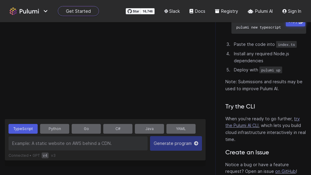 Pulumi AI | Generate Infrastructure-as-Code with Natural Language ...