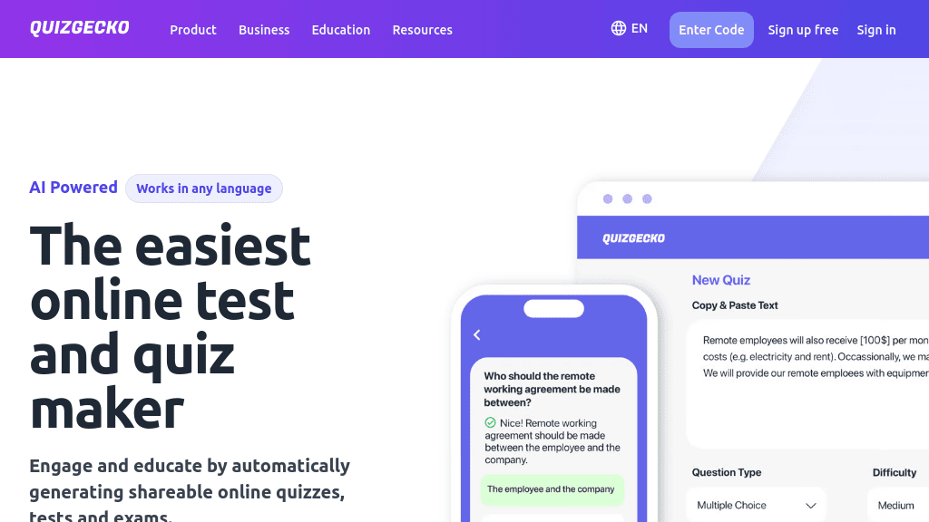 Quizgecko | Create Unique Quiz Questions Instantly | Futureen