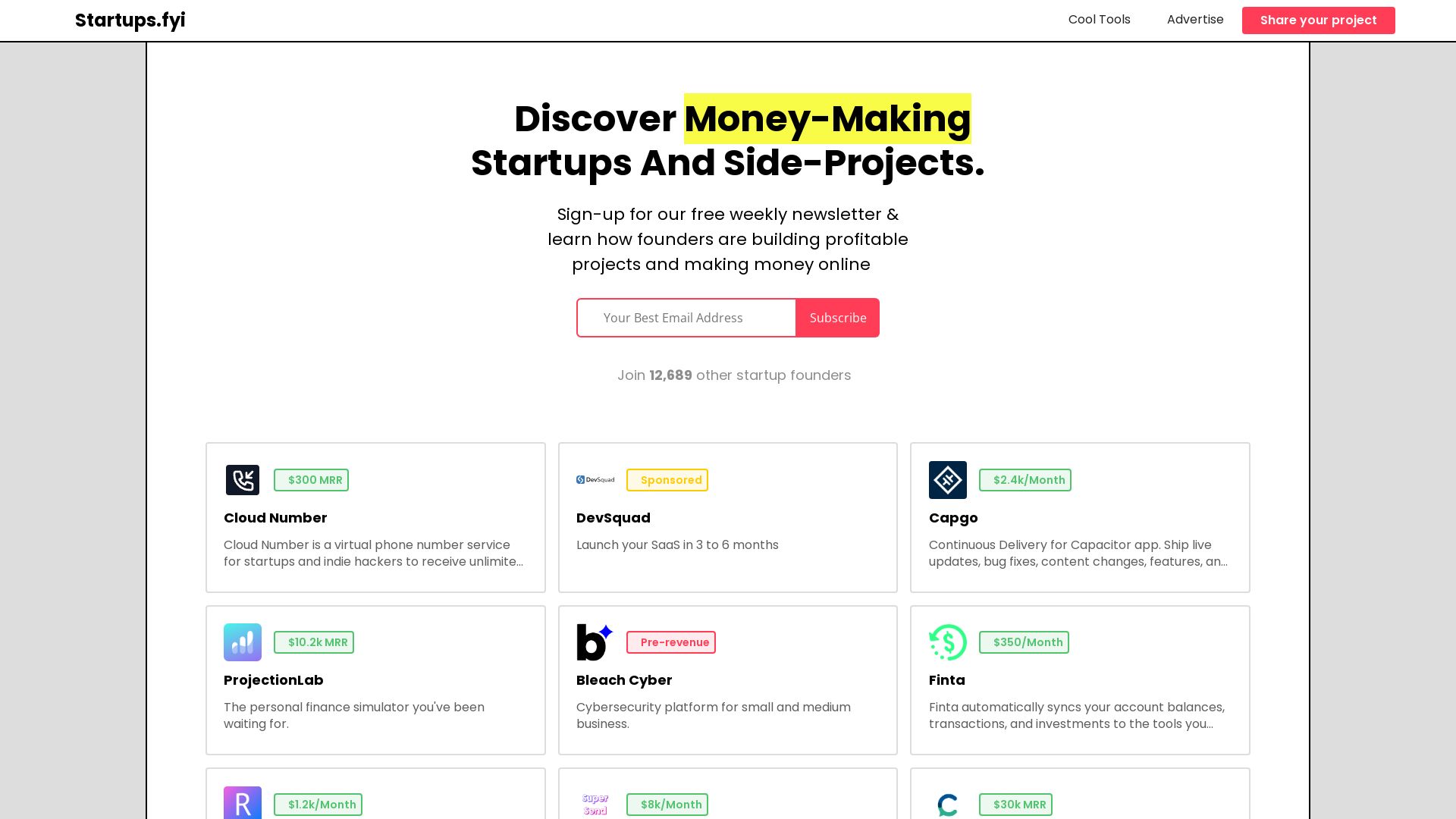 Startups.fyi | Profitable Online Business Ideas | Futureen