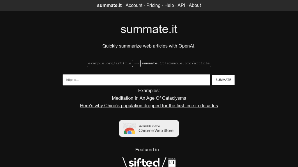 Summate.it | Instantly Summarize Web Articles | Futureen