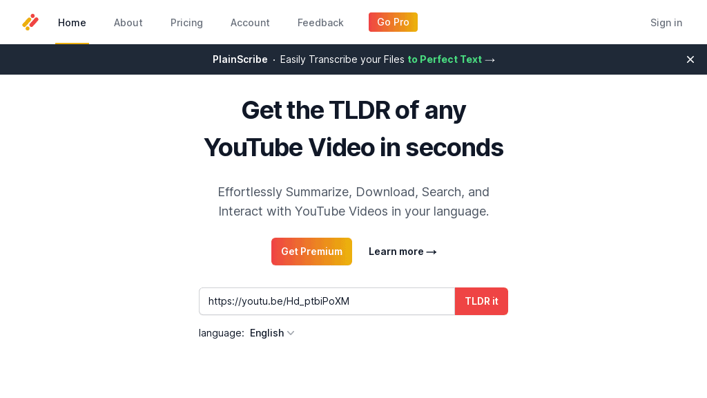 you-tldr | Get TLDR for Any YouTube Video | Futureen