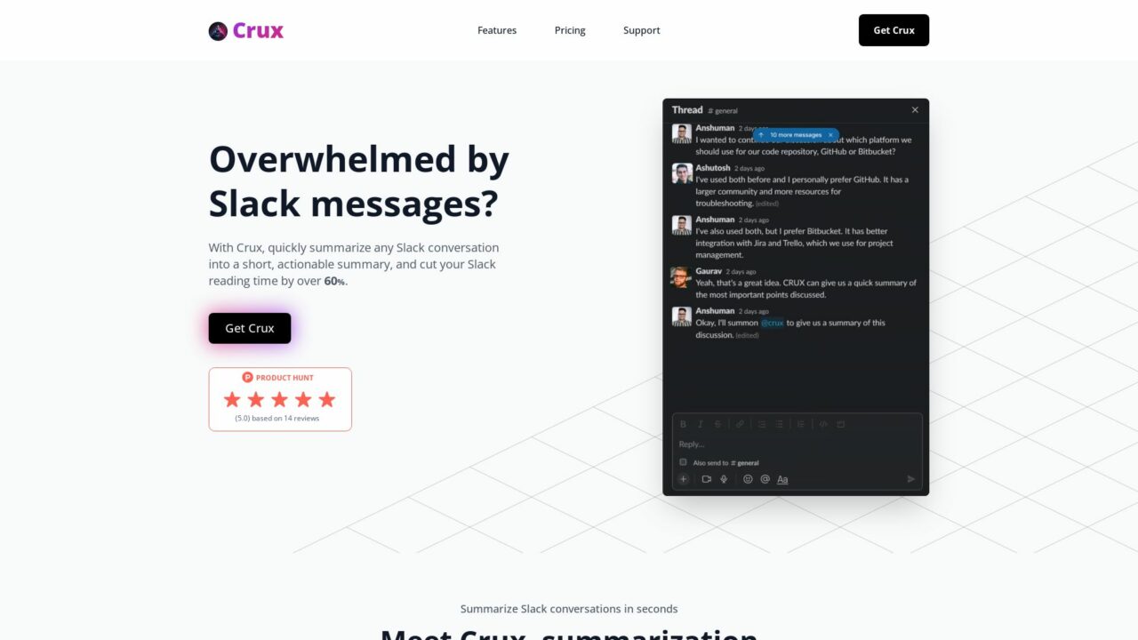 Crux | Summarize Slack Threads and Channels | Futureen