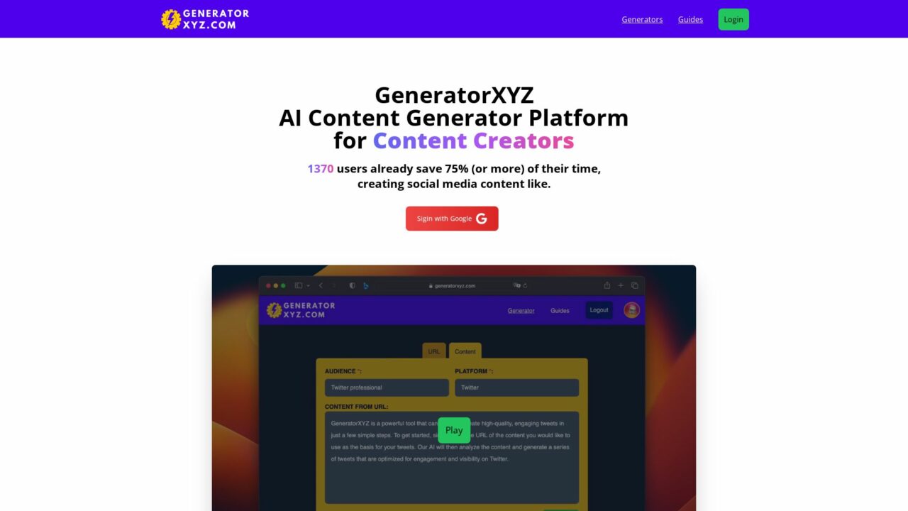 GeneratorXYZ | Enhance Your Content Creation with AI | Futureen