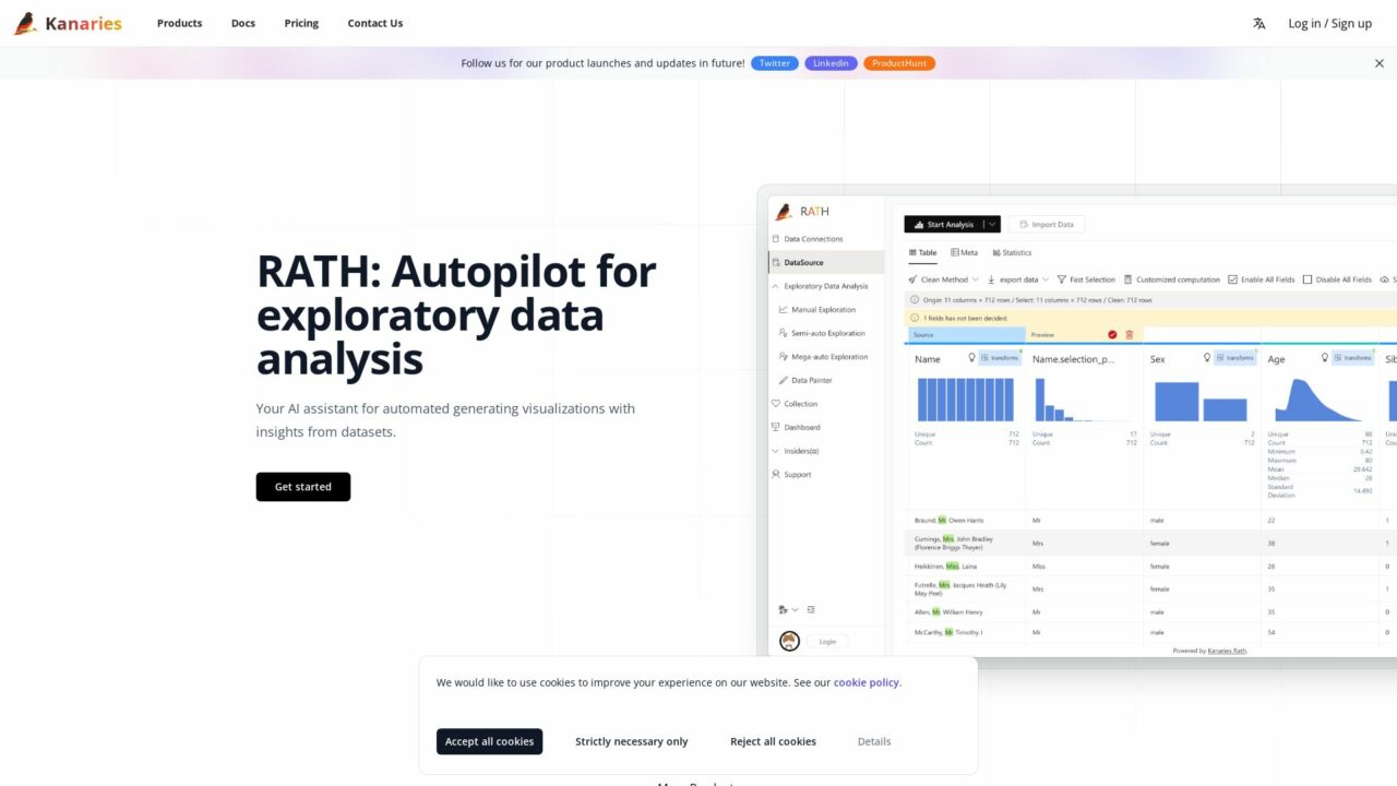 Kanaries RATH | AI data exploration tool for automated insights | Futureen