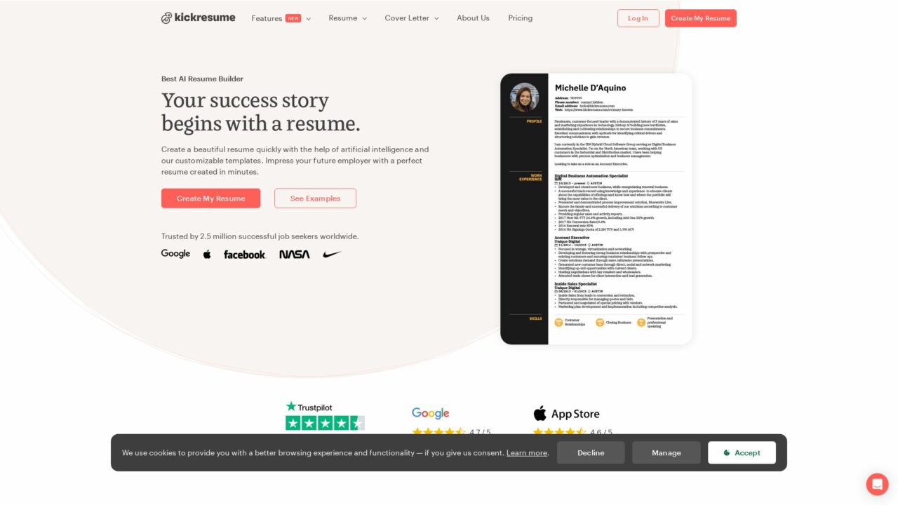 Kickresume | Best Online Resume Builder Guide | Futureen