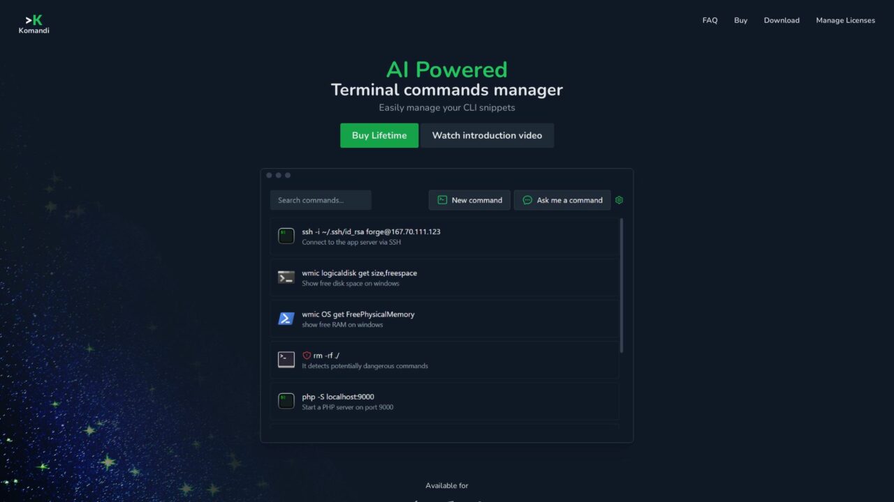 Komandi: AI-Powered CLI Manager 🚀 Easily Manage Terminal Commands | Futureen