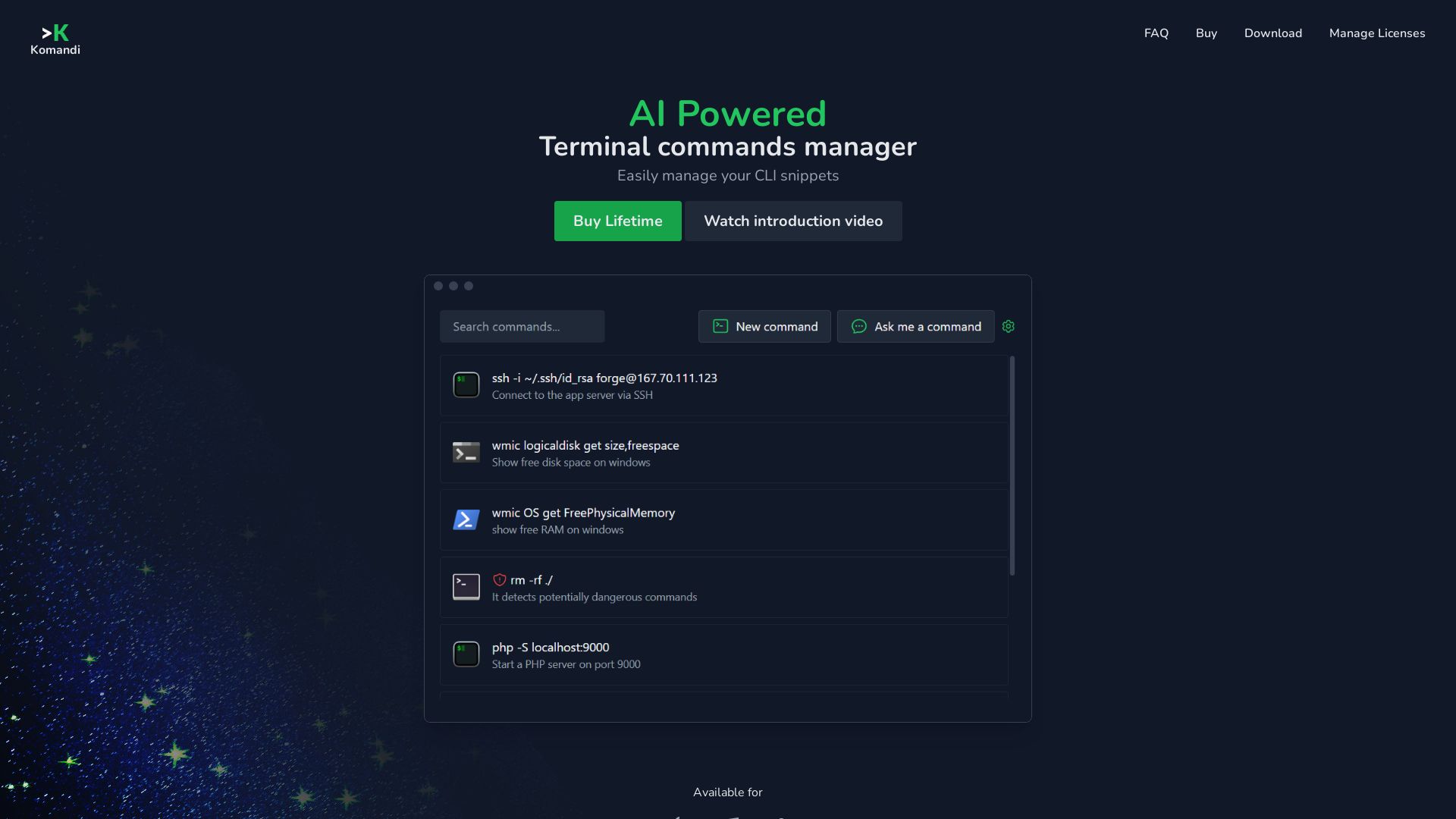 Komandi | AI-Powered CLI Manager for Terminal Commands | Futureen