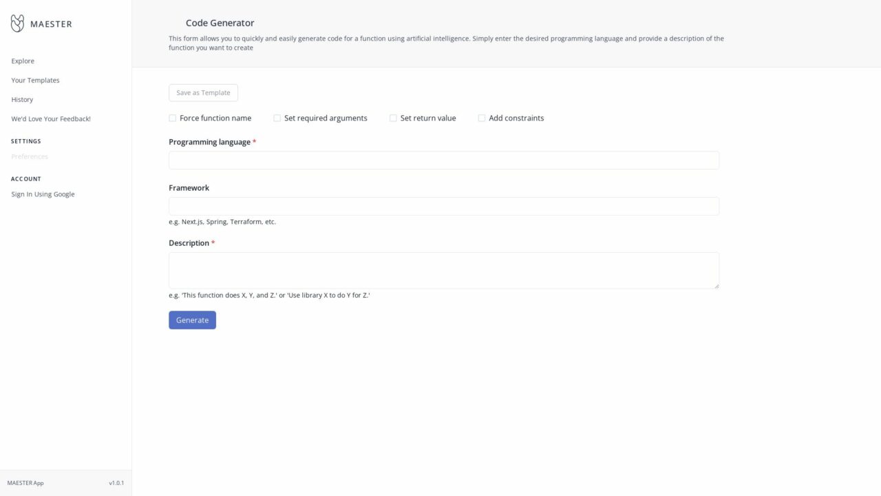 Maester 🛠️ Assisted code generation for desired functions. | Futureen