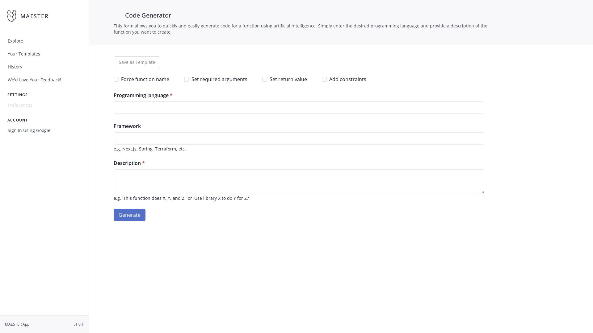 Maester | Assisted code generation for functions | Futureen