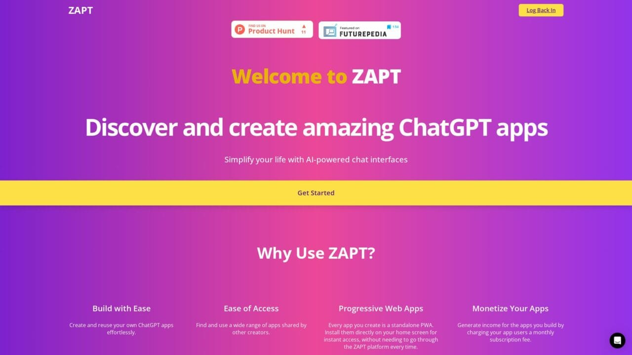 ZAPT | Build AI-Powered ChatGPT Apps Easily | Futureen