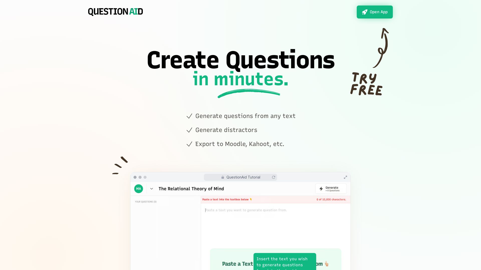 QuestionAid | Generate Questions from Any Text | Futureen