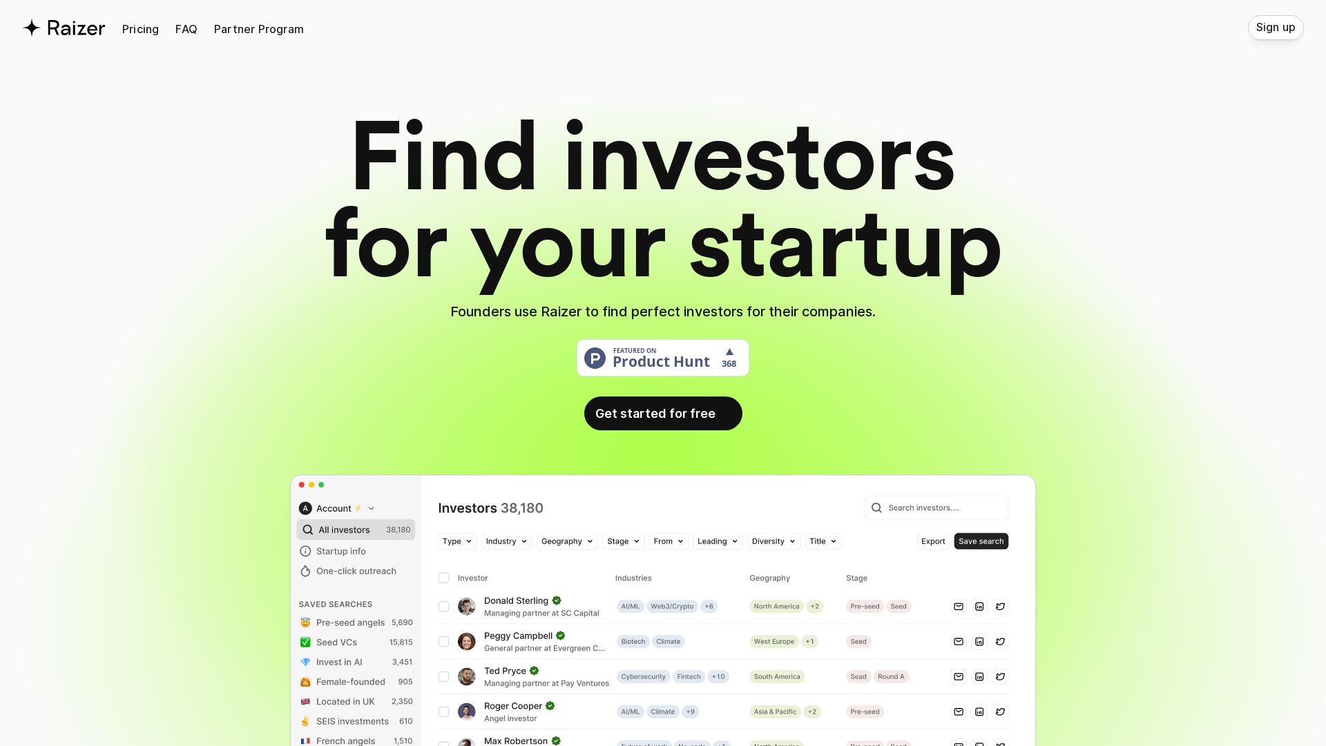 Raizer 🚀 Find perfect investors for your startup | Futureen