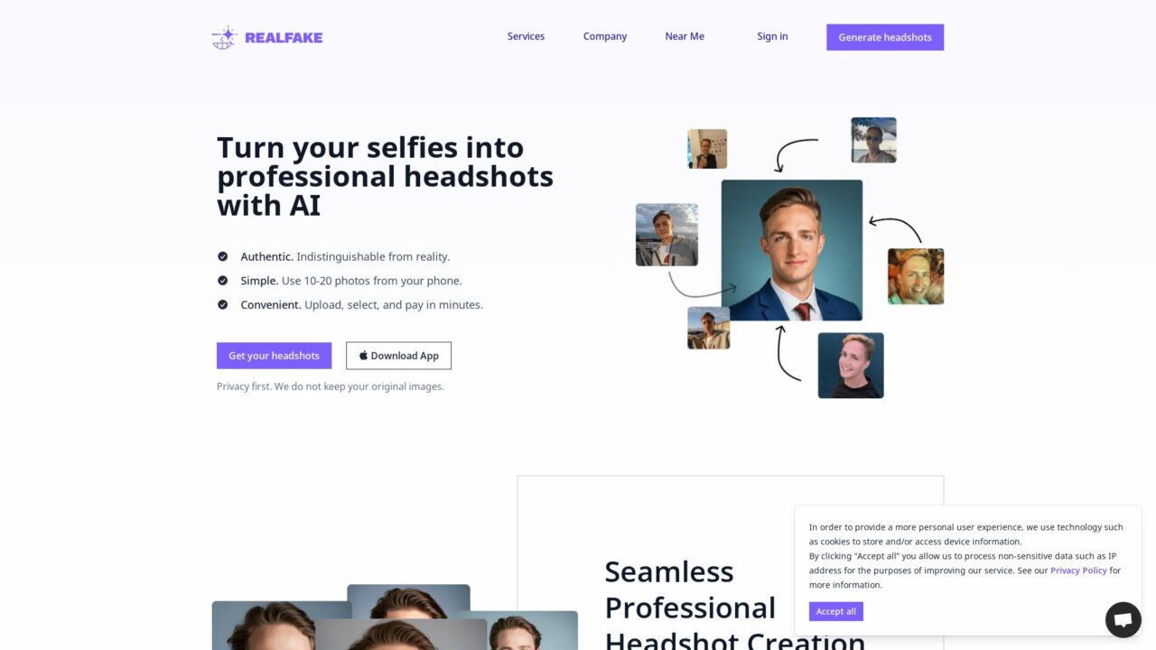 Real Fake | Transform Selfies into Pro Headshots with AI | Futureen