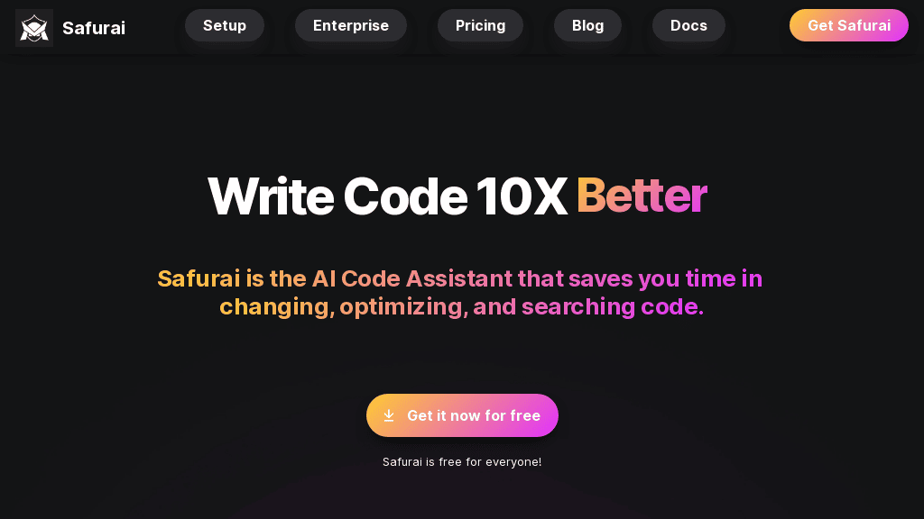 Safurai 🤖 Optimized Code Generation Assistant for Developers | Futureen
