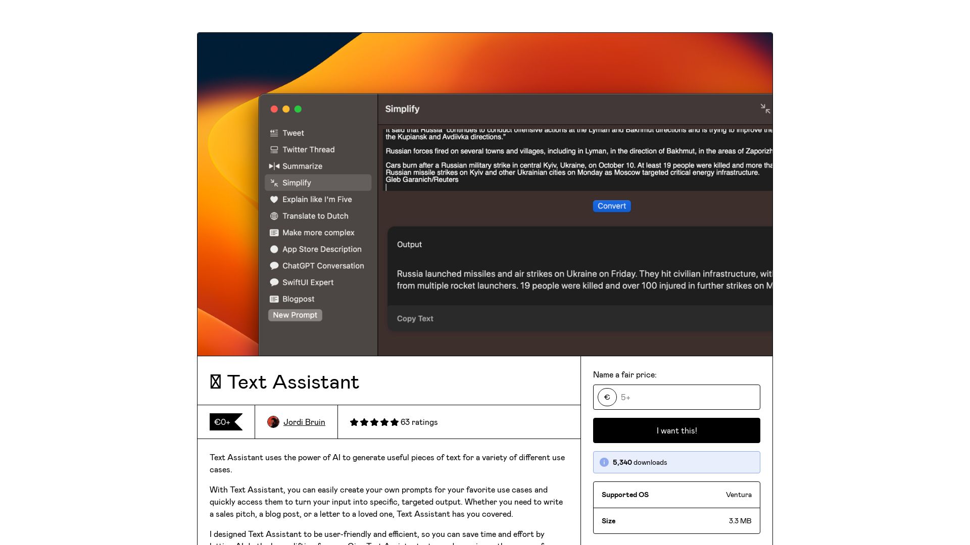 Text Assistant | AI-powered text generation for your needs! | Futureen