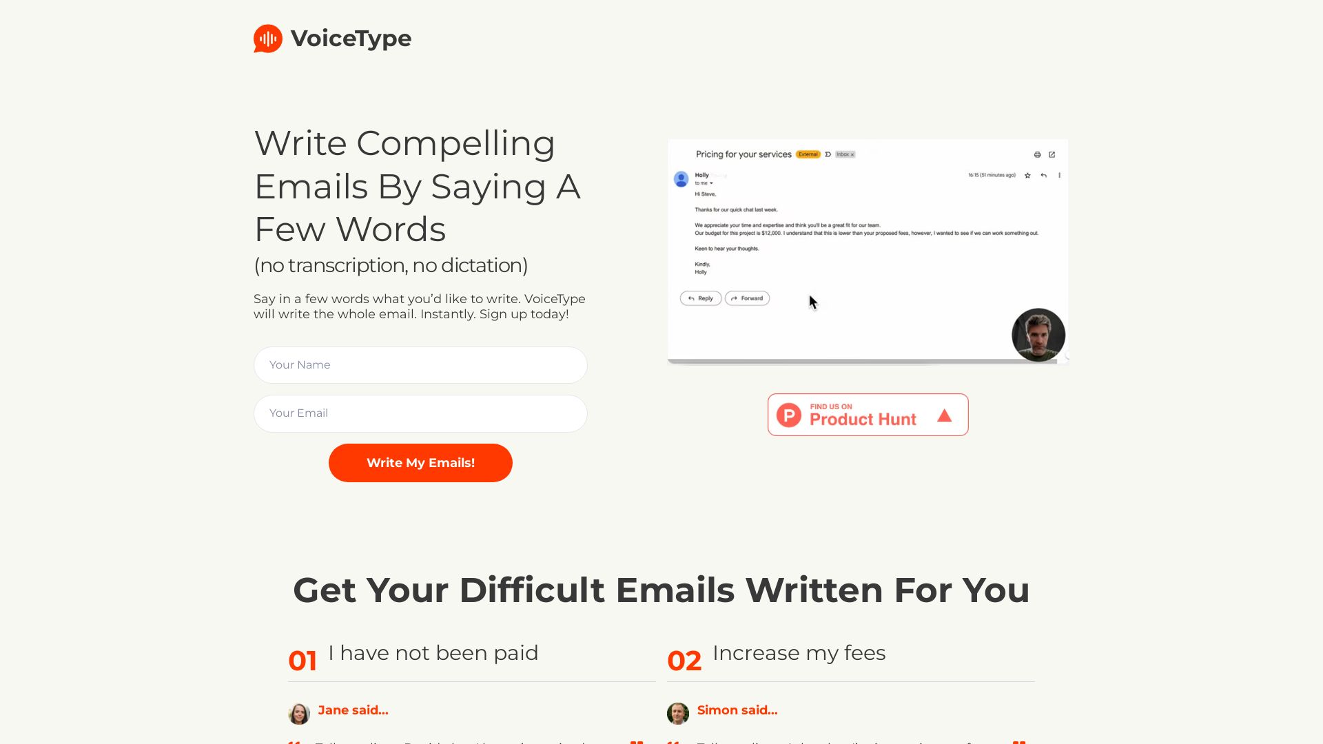 VoiceType | Write Emails Instantly with Voice Prompts | Futureen