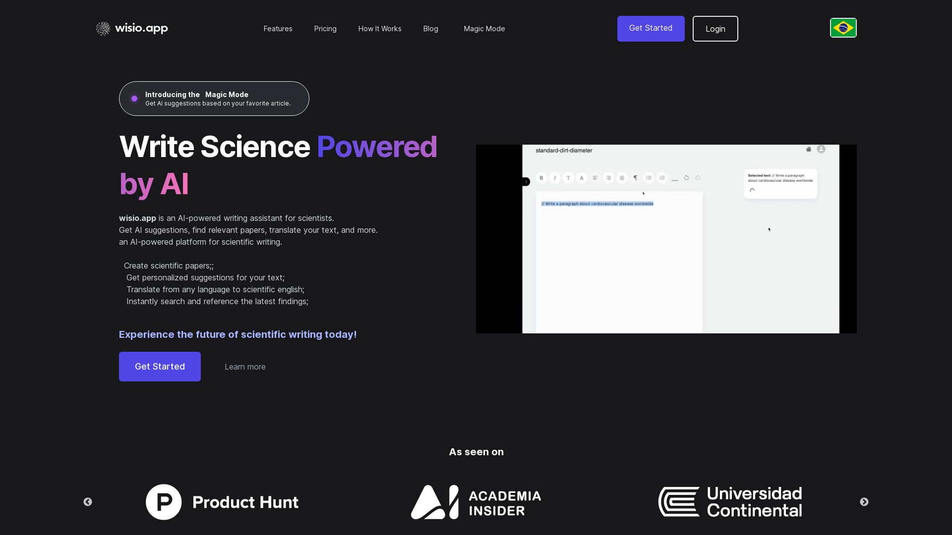 wisio.app | AI Writing Assistant for Scientists | Futureen