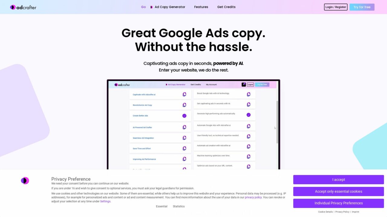 adcrafter.ai | Create Captivating Ad Copy in Seconds | Futureen