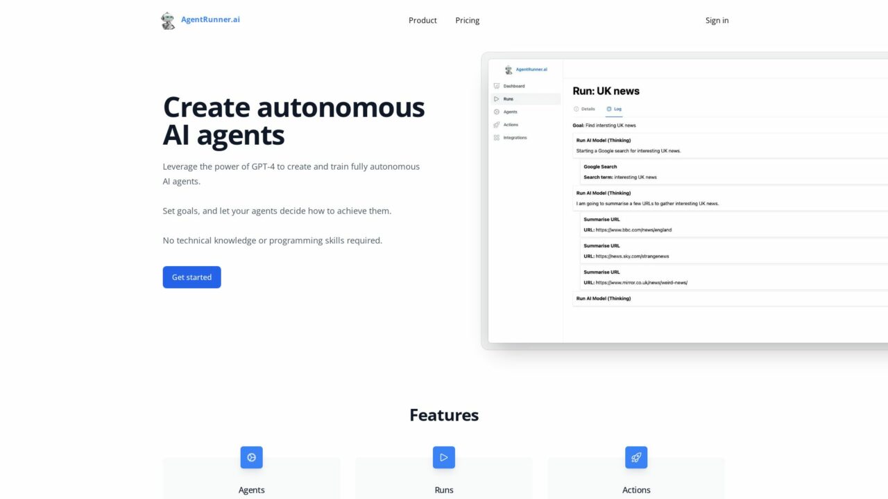 AgentRunner.ai | Create autonomous AI agents with GPT-4 | Futureen