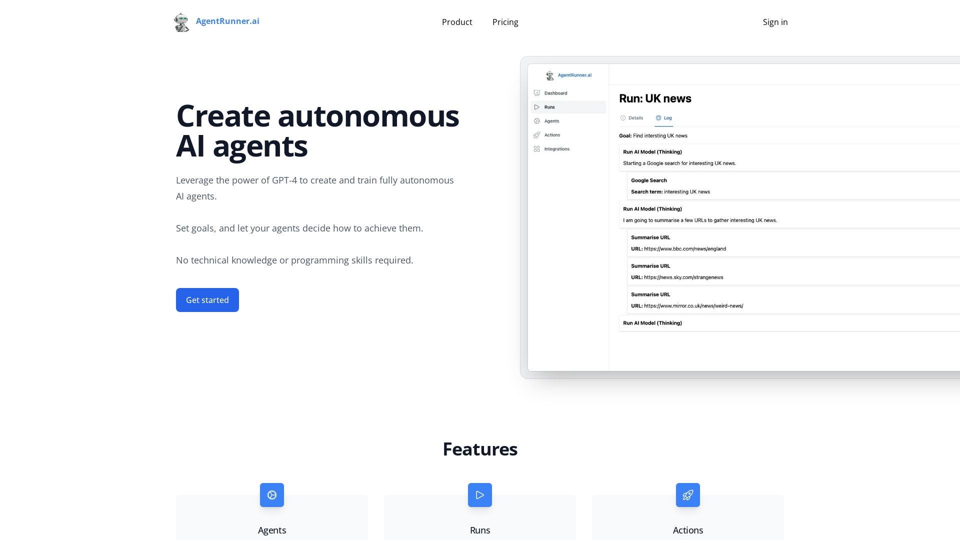 AgentRunner.ai | Create autonomous AI agents with GPT-4 | Futureen