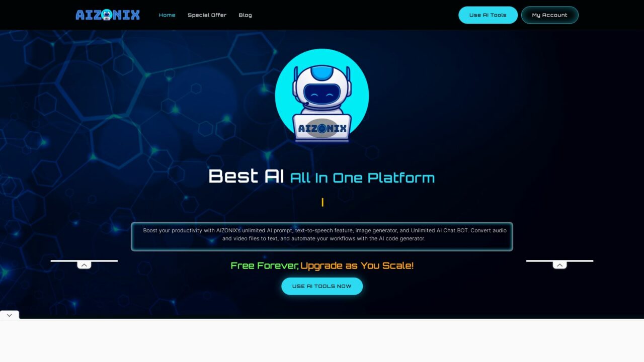 AIZONIX | Unlimited AI Tools for Text, Speech, Images, and Code | Futureen