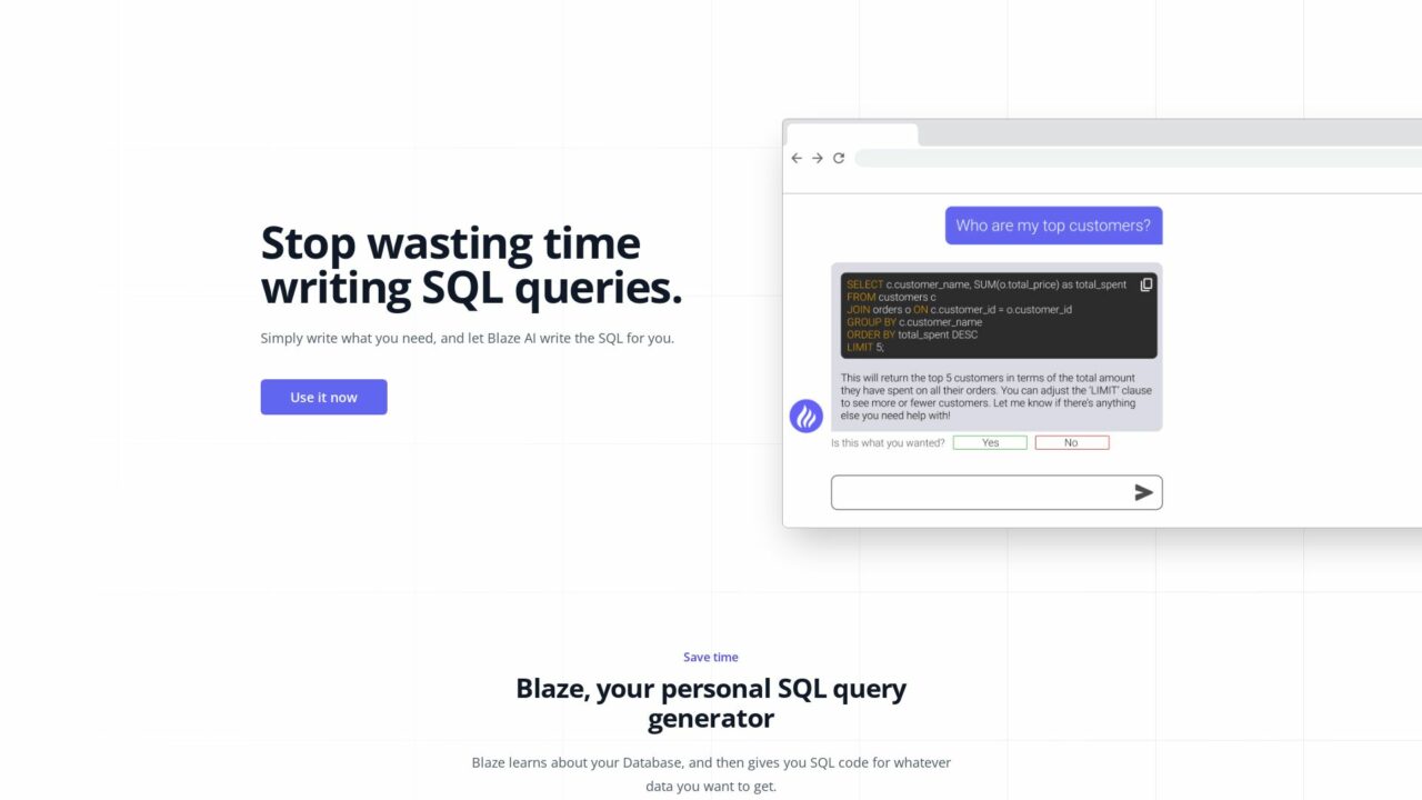 Blaze SQL | Boost Productivity with AI-Generated Queries | Futureen