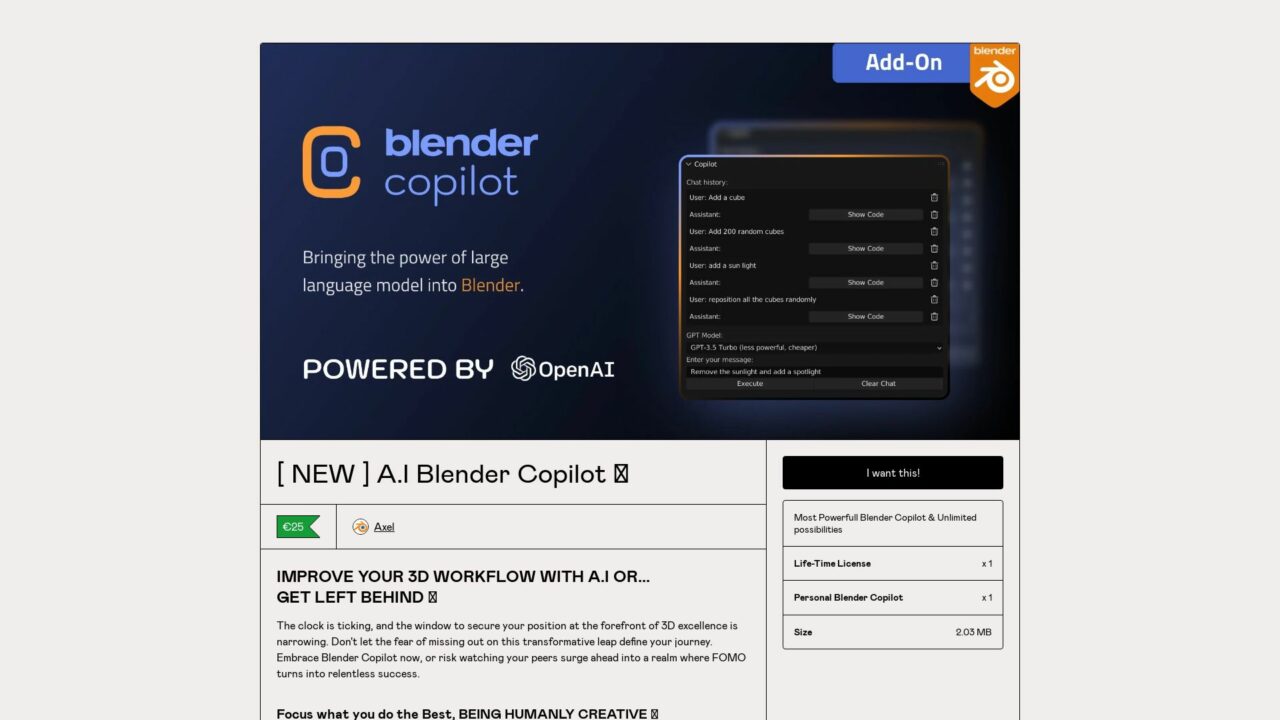 Blender Copilot | Enhance Your 3D Workflow with A.I. | Futureen