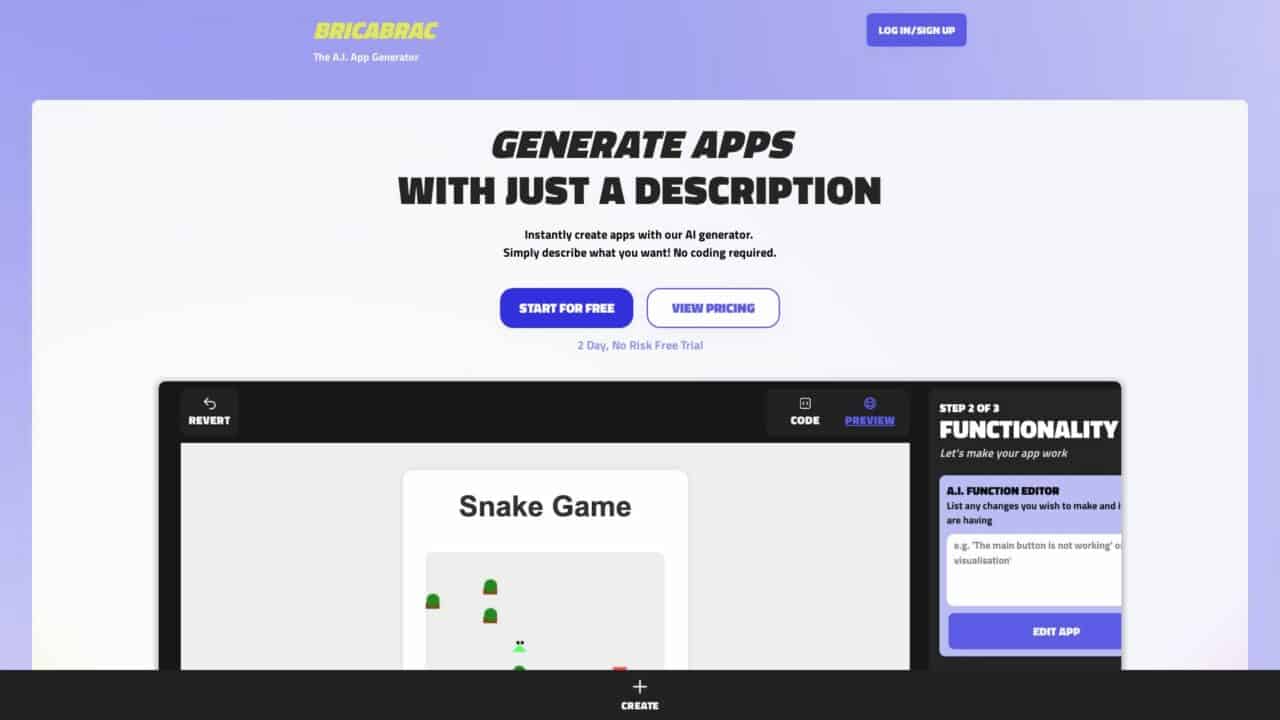 Bricabrac AI | Create Web Apps with AI, No Coding Needed! | Futureen