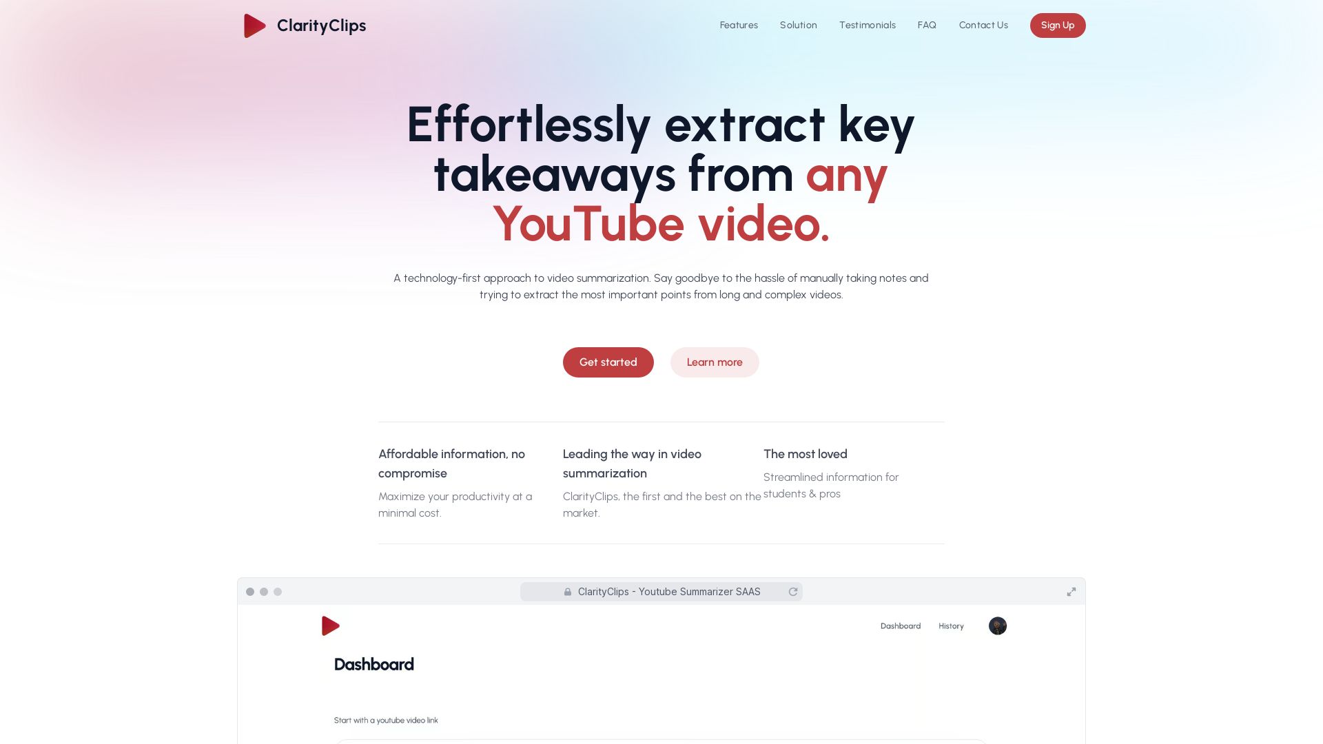 ClarityClips | Extract Key Takeaways from YouTube Videos | Futureen
