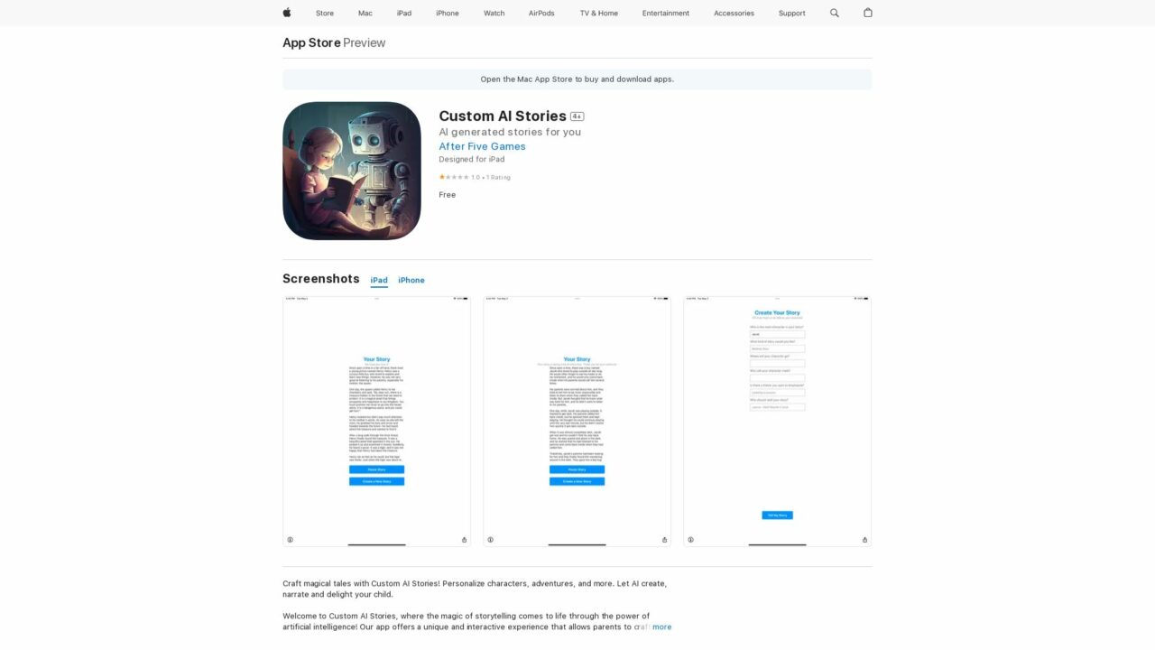 Custom AI Stories 📚: Personalized storytelling for Apple devices | Futureen