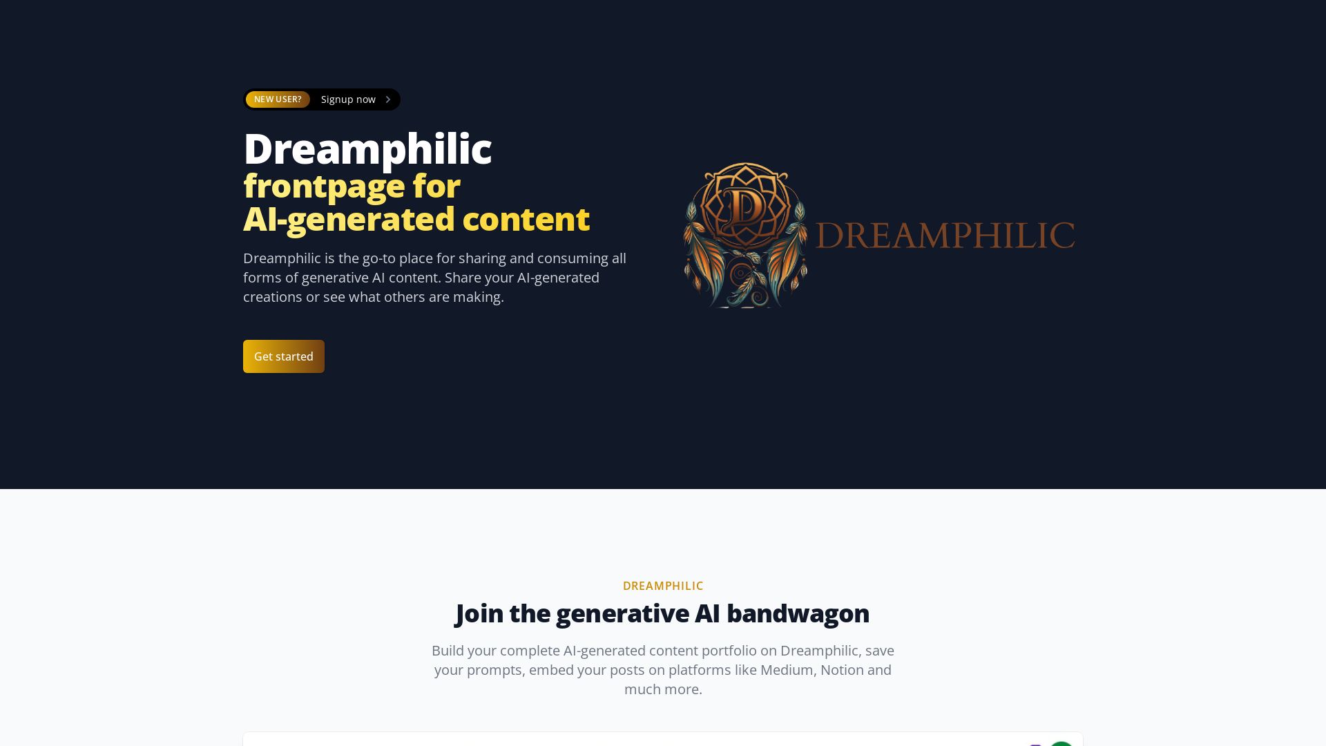 Dreamphilic | The Frontpage for AI-Generated Content | Futureen