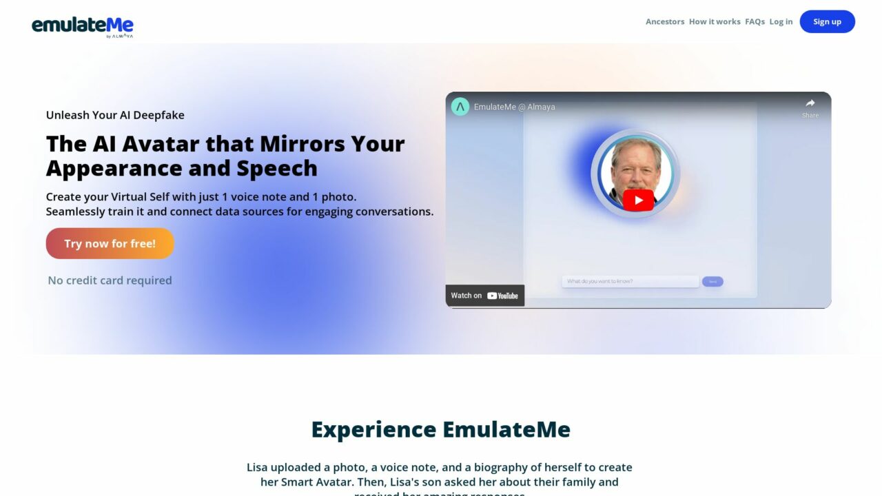 EmulateMe by Almaya 🤖 One image. One voice. Endless AI conversations. | Futureen